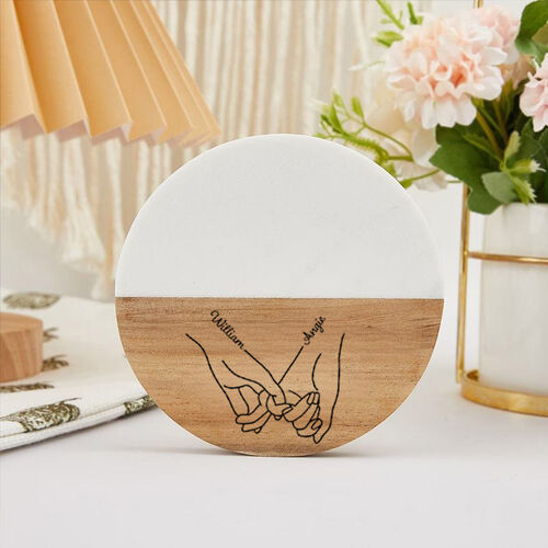 Personalized Round Coaster with Custom Couple Name Hold Your Hand ...