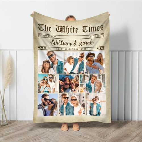 Personalized Picture Blanket Newspaper Design Style Gift for Friend ...