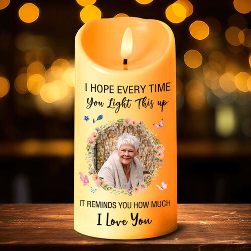 Personalized LED Candle with Garland Pattern Sympathy Gift to Remember ...