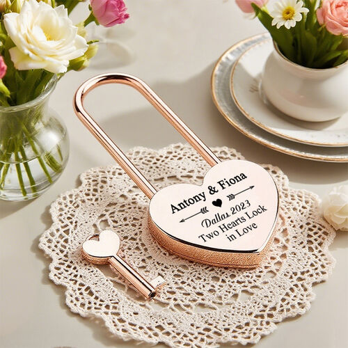 Personalized Heart Lock Two Hearts Lock In Love Arrows Design Perfect ...