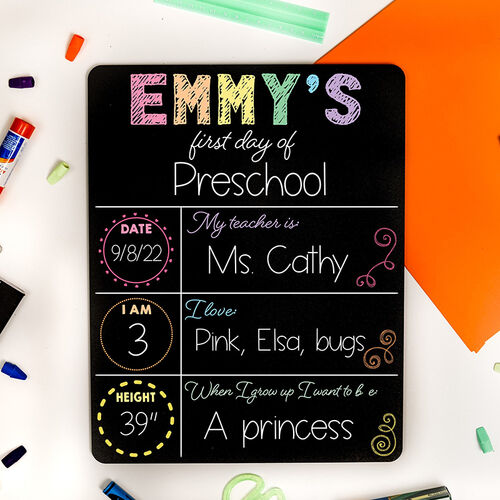 Personalized Name First Day Of School Sign with Random Color Simple ...