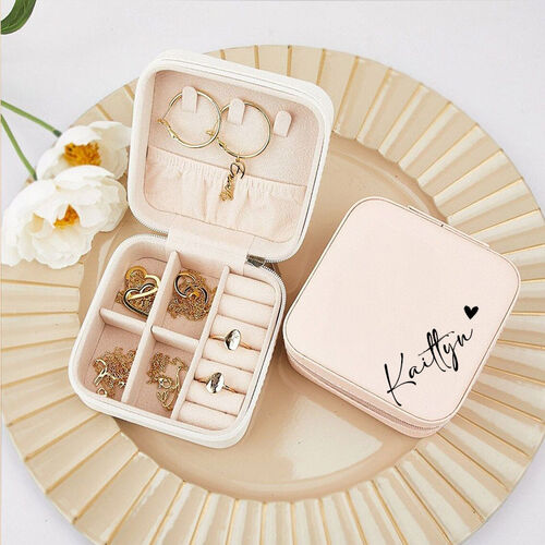 Personalized Square Jewelry Box With Custom Name and Heart for Mom ...