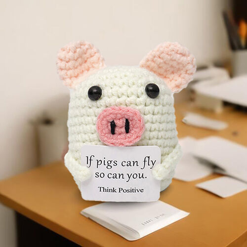 Handmade Crochet Pink Ear Pig Positive Doll Interesting Gift for ...