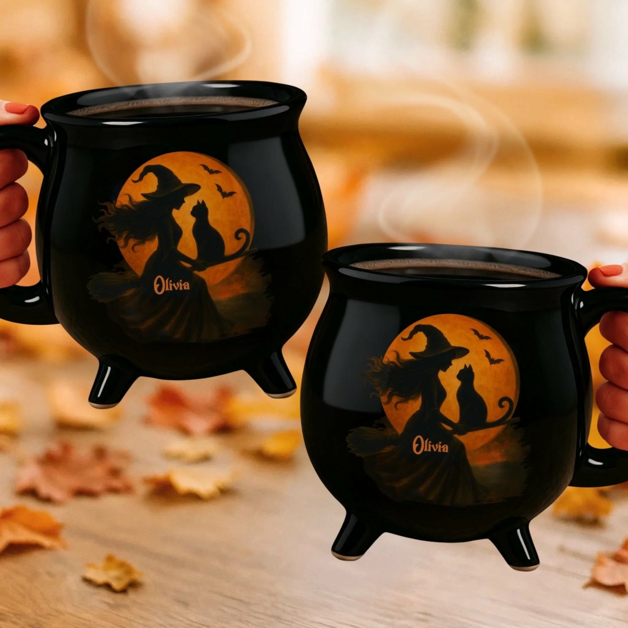 Personalized Witch and Cat Cauldron Coffee Mug Custom Name Fun ...