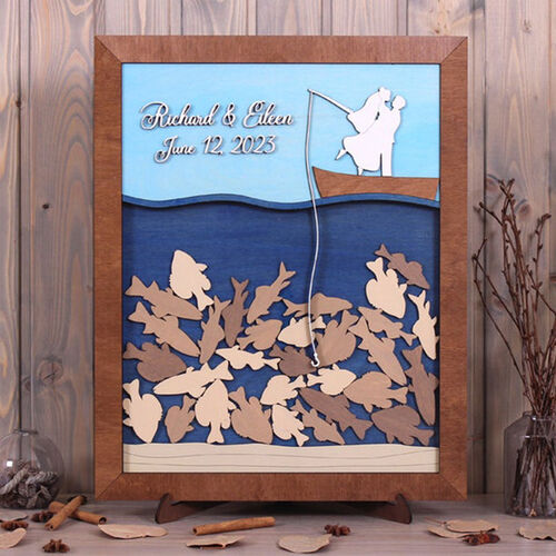 Personalized Wooden Guestbook With Fish Inserts Souvenir Gift For ...
