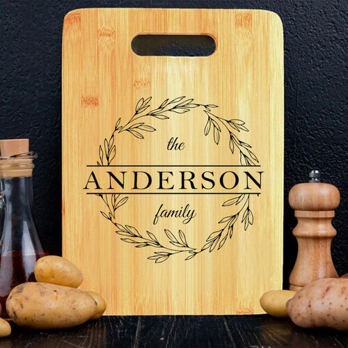 Personalized Name Square Charcuterie Board with Thin Garland Pattern ...