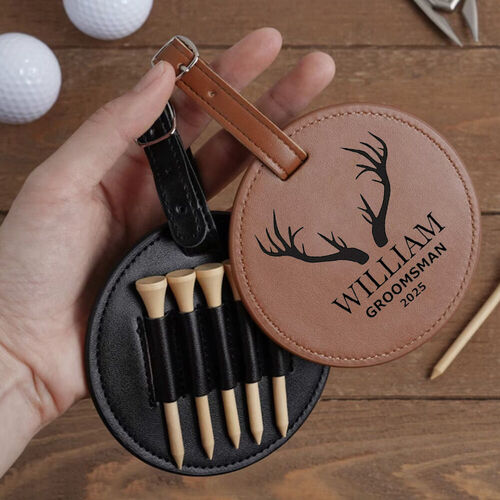 Personalized Golf Tee Holder Round Leather Custom Name Special ...