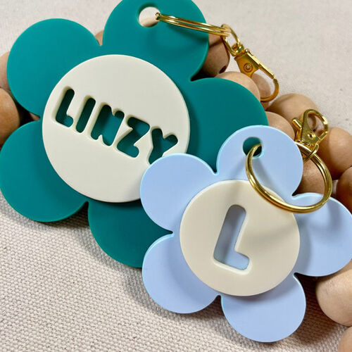 Personalized Flower Shape 3D Printed Keychain Custom Name Simple ...