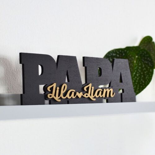 Personalized Frame Papa Wooden Sign with Custom Names Design Perfect ...