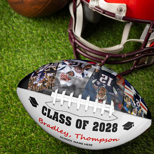 Customizable Football with Photos Graduation Gift - Drawelry.com