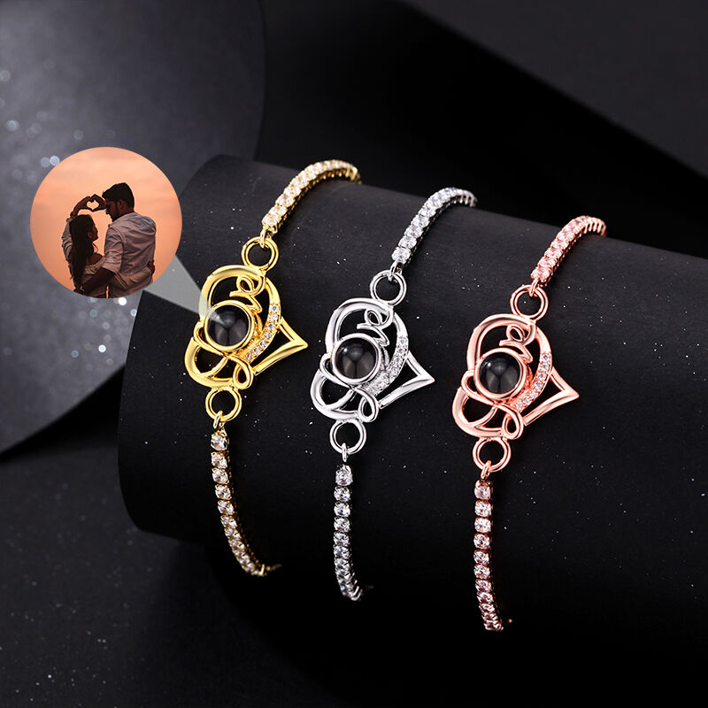 Personalized Heart Shape Projection Bracelet With Diamonds Exquisite ...