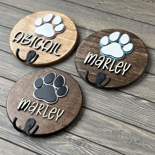 Personalized Dog Leash Holder Cute Decoration With Claw Custom Name ...