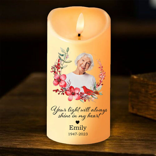 Personalized LED Candle Custom Photo Christmas Memorial Gift for Family ...