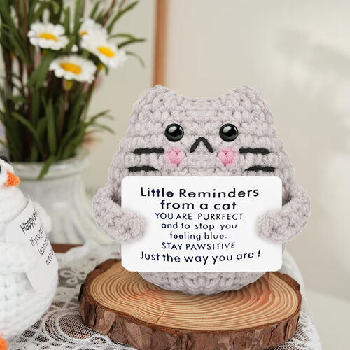 Handmade Crochet Grey Cat Positive Doll Best Gift for Friends ...