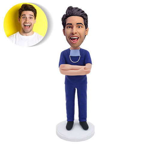 Personalized Bobblehead Doll for Male Nurse - Drawelry.com