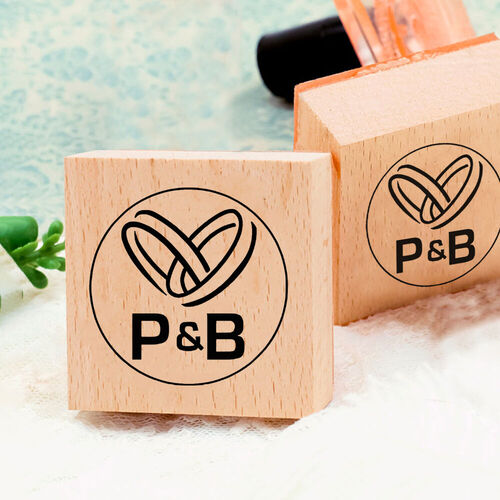 Personalized Wooden Stamp Wedding Invitation Stamp with Couple Ring ...