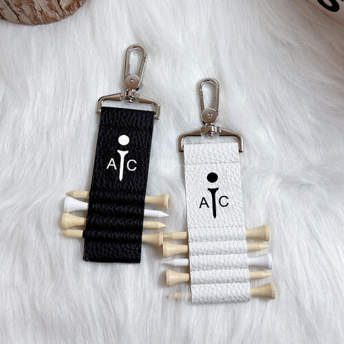 Personalized Golf Tee Holder Bag Litchi Leather Texture with Customized ...