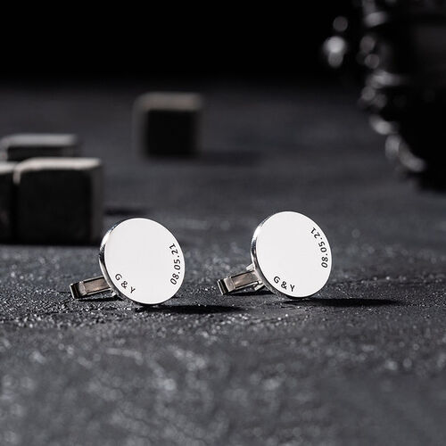 Personalized Custom Cufflink Engraved Date and Letter Simple Design Elegant Gift for Him ...