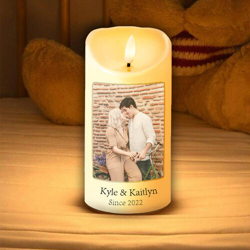Personalized LED Candle Light Can Add Couple Photo Anniversary Gift for ...