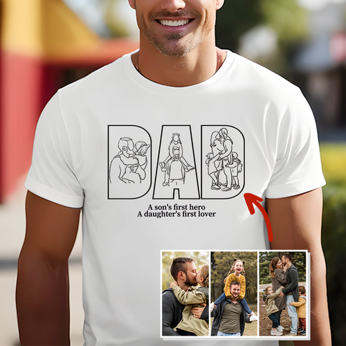 Personalized T-shirt Embroidered Custom Photos with Dad Pattern Design ...