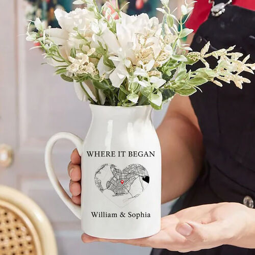 Personalized Map Flower Vase with Custom Name Creative Gift for Couples ...