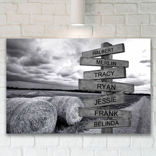 Personalized Name Canvas Wall Art with Country Road Pattern Interesting ...