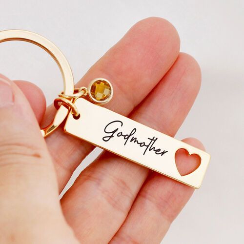 Personalized Keychain Godmother with Custom Birthstone Meaningful Gift ...