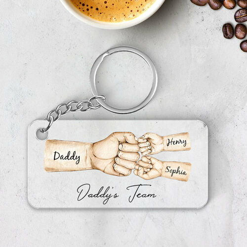 Personalized Acrylic Keychain With Fist Pattern Father's Day Gift ...