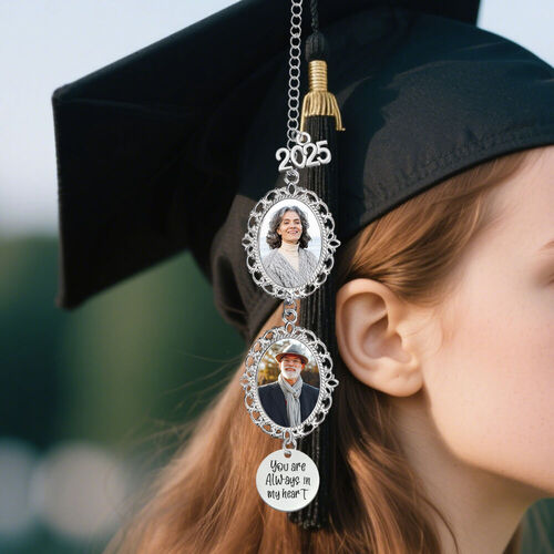 Custom Graduation Tassel Text 2025 Charm with Angel Wing Add Photo ...