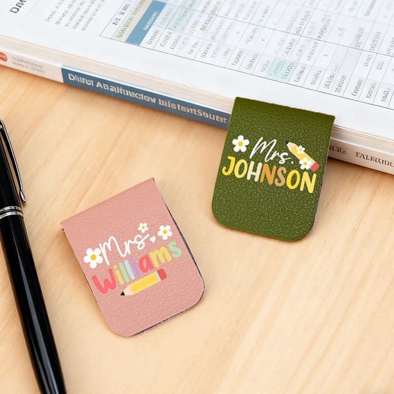 Personalized Name Leather Bookmark Magnetic Bookmark Back to School ...