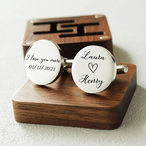 Personalized Custom Cufflink I Love You More Couple Name Design Great ...