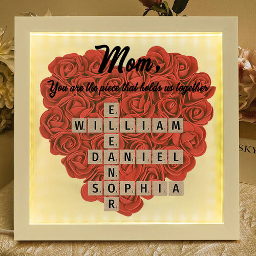 Personalized Scrabble Flower Shadow Box with Light Warm Mother's Day ...