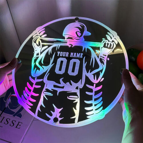 Personalized Baseball Mirror Lamp Cool Gift For Father's Day - Drawelry.com
