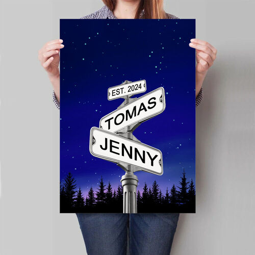 Personalized Name Canvas Wall Art Night Sky Background Beautiful ...