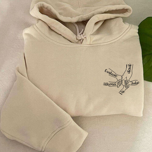 Personalized Hoodie Custom Embroidered Names with Hold Your Hand ...