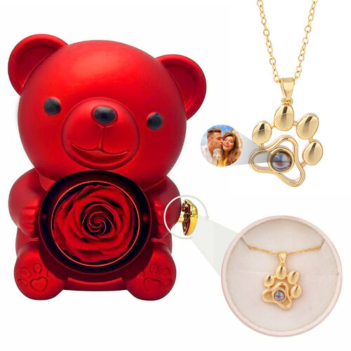 Personalized Bear Jewelry Box With Claw Projection Necklace Valentine's ...