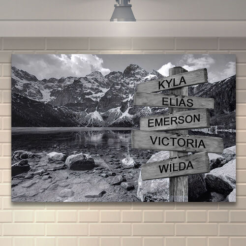 Personalized Name Canvas Wall Art with Lake Pattern Creative Present ...