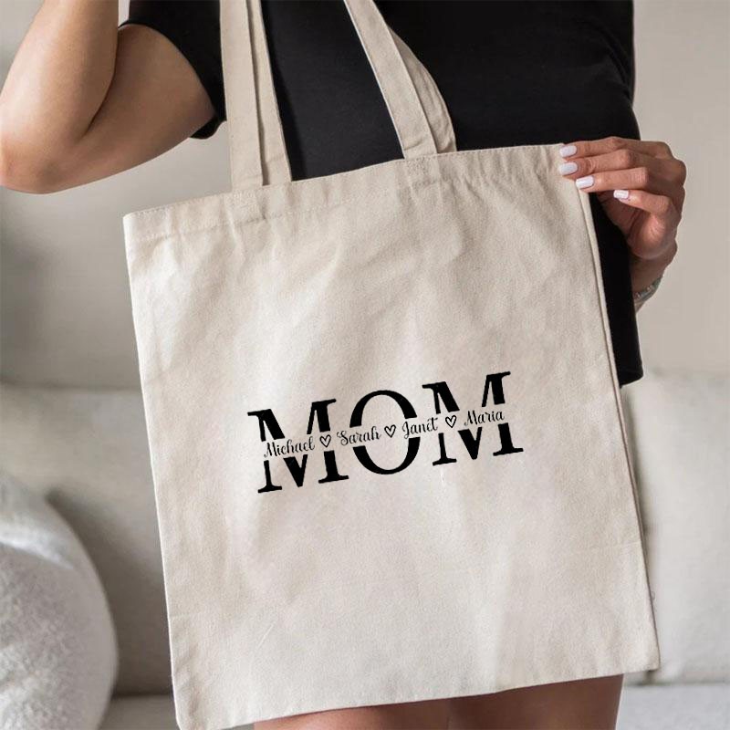 Personalized Mom Canvas Bag with Custom Name for Mom - Drawelry.com