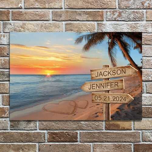 Personalized Picture Canvas Wall Art with Sunset Pattern Funny Gift for ...