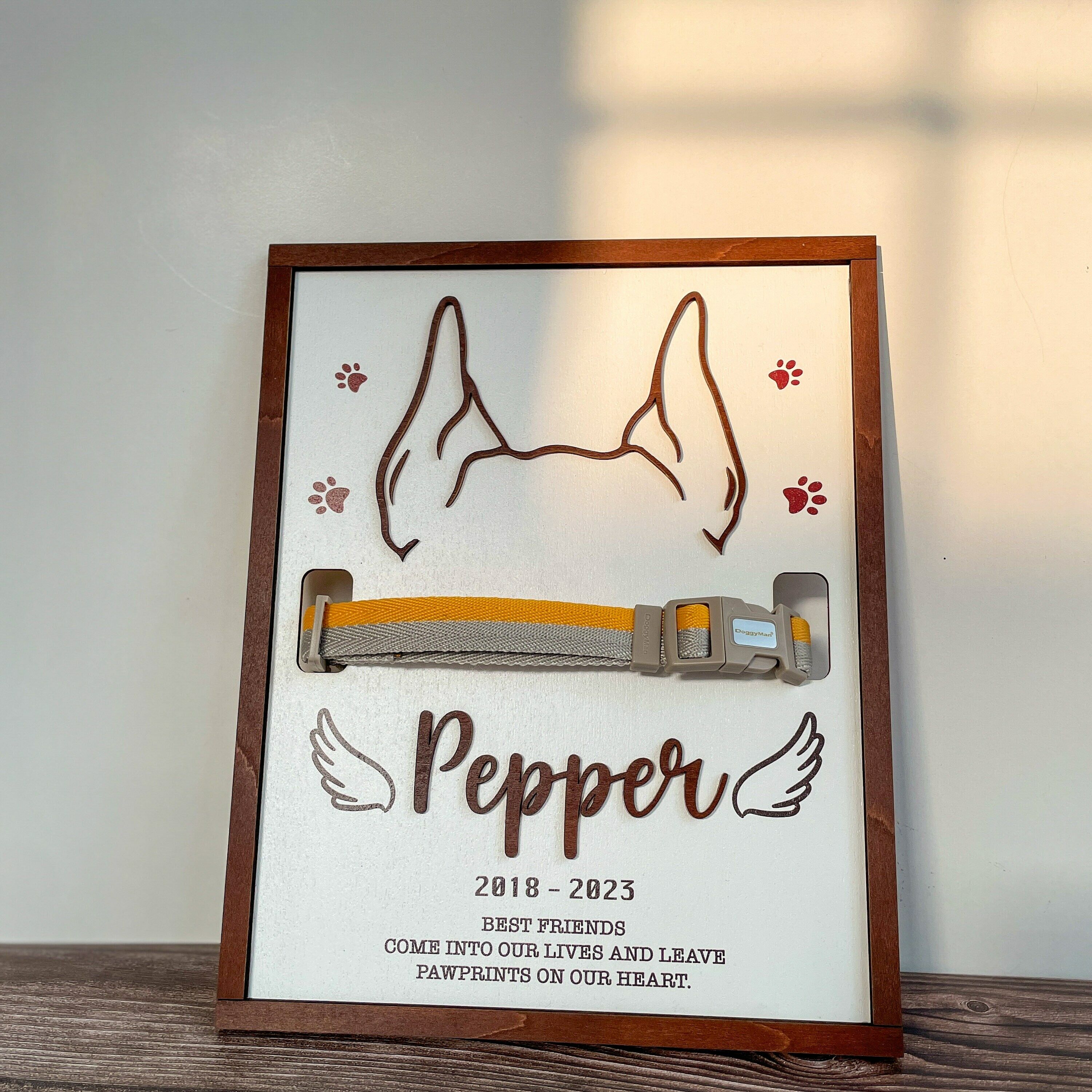 Personalized Pet Collar Frame Optional Pet Ear Style With Paw Print ...