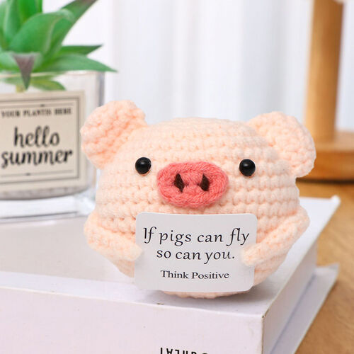 Handmade Crochet Fat Pig Positive Doll Cute Gift for Friends - Drawmade.com