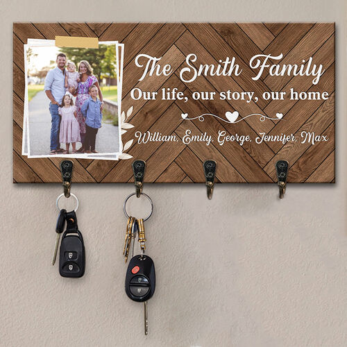 Personalized Key Hanger Our Life Our Story Custom Photo and Names ...