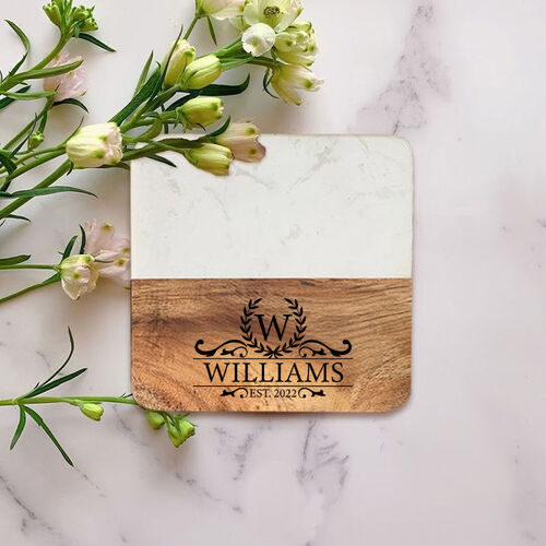 Personalized Square Coaster with Custom Information Artistic Marble ...