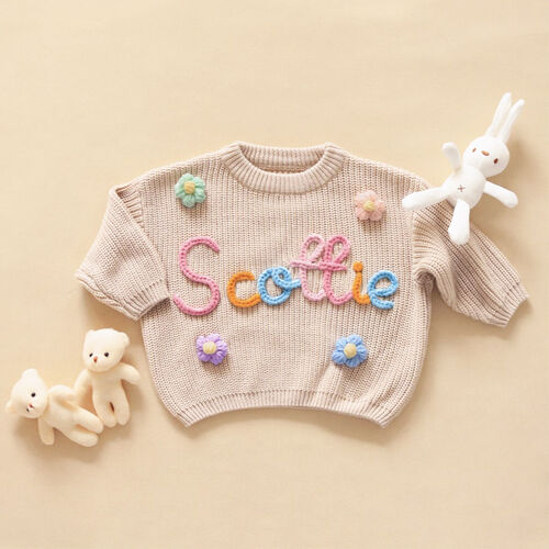 Personalized Handmade Name Sweater with Random Color Text Warm Gift for ...