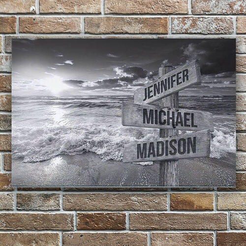 Personalized Name Canvas Wall Art with Ocean Sunset Pattern Beautiful ...