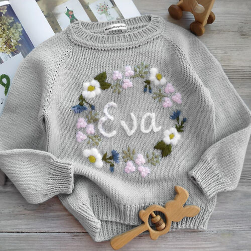 Personalized Handmade Name Sweater with Garland Pattern Beautiful Gift ...