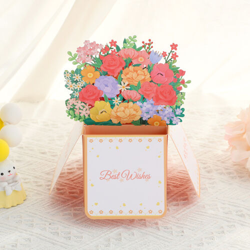 3D Flower Box Card Blossoming Best Wishes Design Perfect Gift for Loved ...