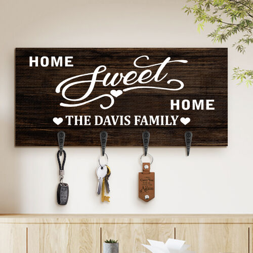 Personalized Key Hanger Sweet Home Custom Last Name Design Exquisite ...