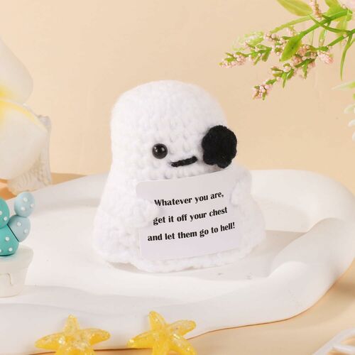 Handmade Crochet Ghost Positive Doll Funny Gift for Family - Drawmade.com