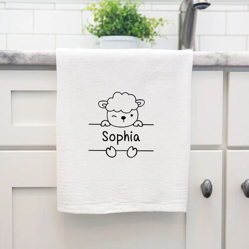 Personalized Towel with Custom Lovely Lamb Name Card Design Cute ...